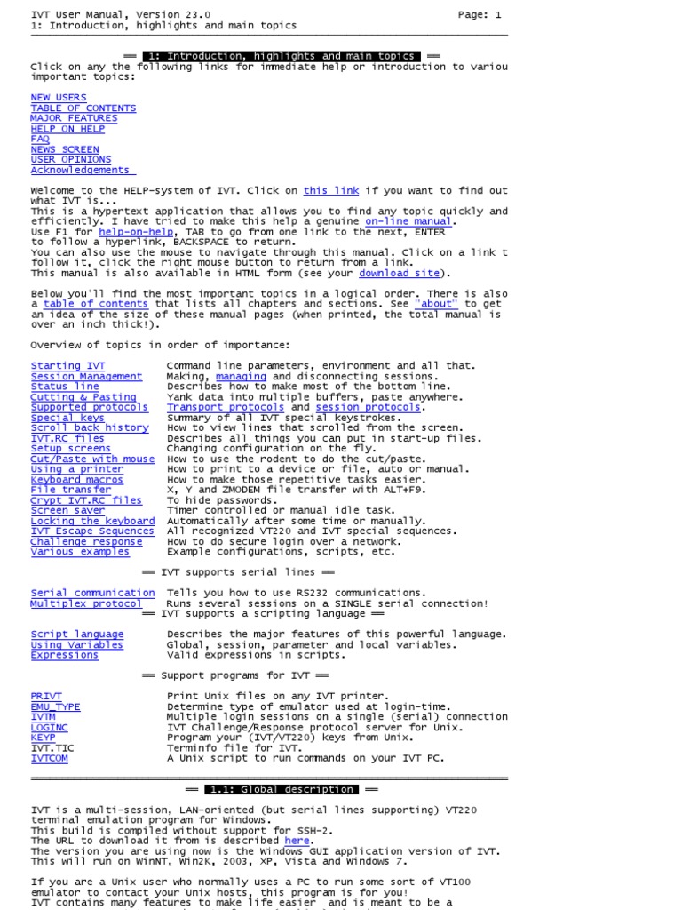 IVT User Manual: Features & Navigation | PDF | Computer Keyboard ...