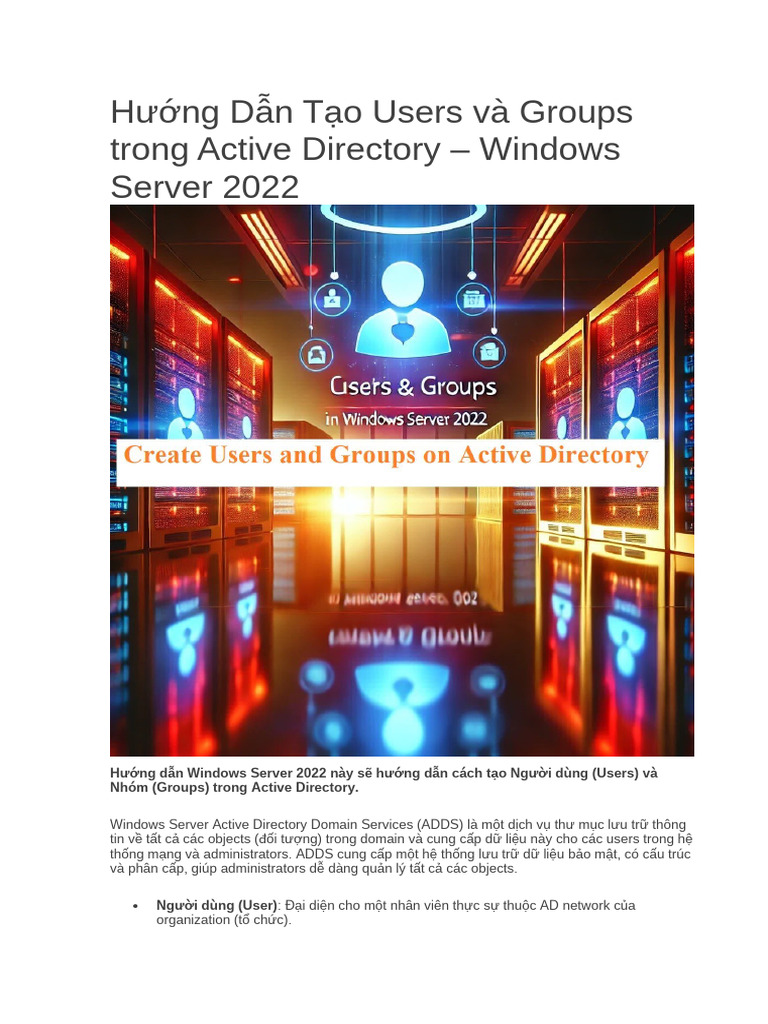 3.2 Hướng Dẫn Tạo Users Và Groups Trong Active Directory | PDF