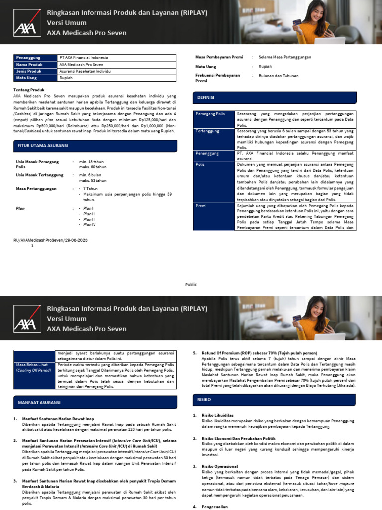 Asuransi Kesehatan AXA Medicash Pro Seven | PDF