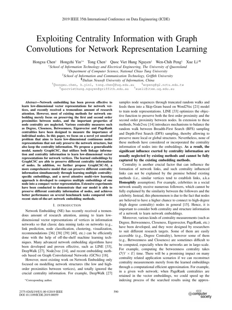 Exploiting Centrality Information With Graph Convolutions For Network ...