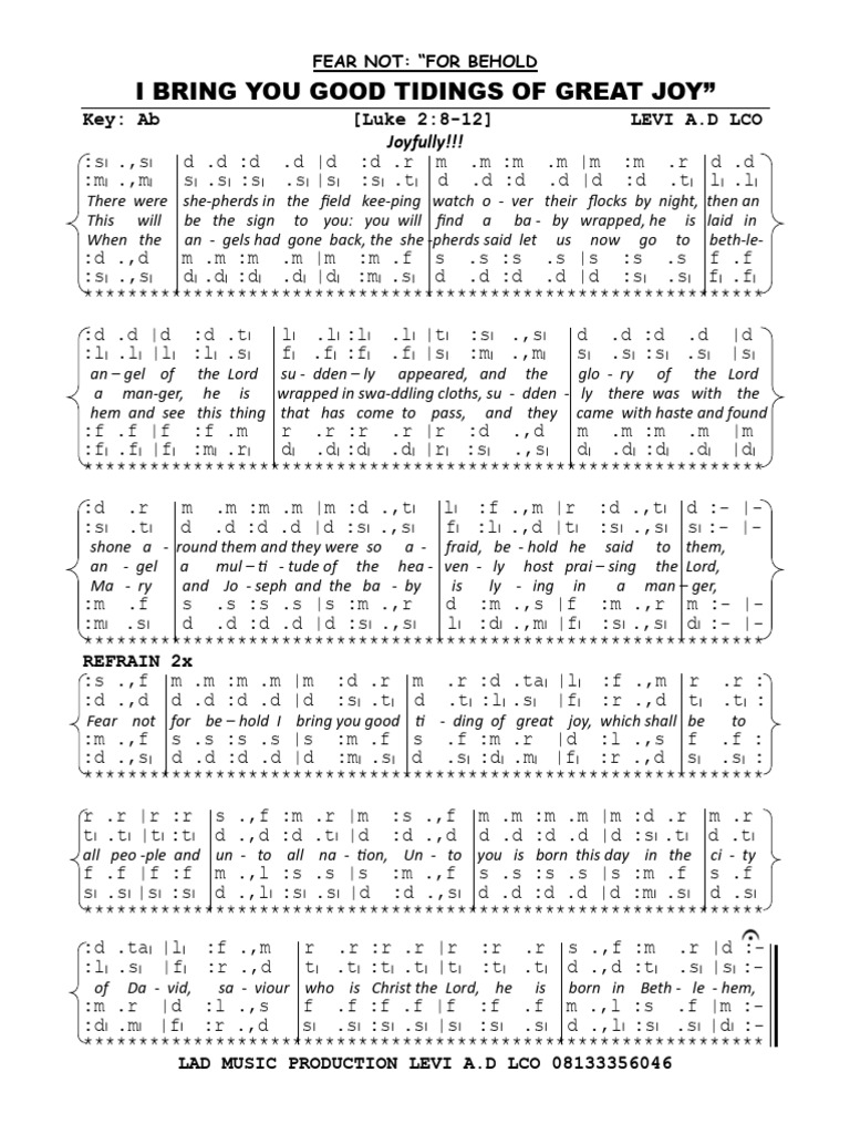 I Bring You Good Tidings of Great Joy by Levi A.D Lco | PDF