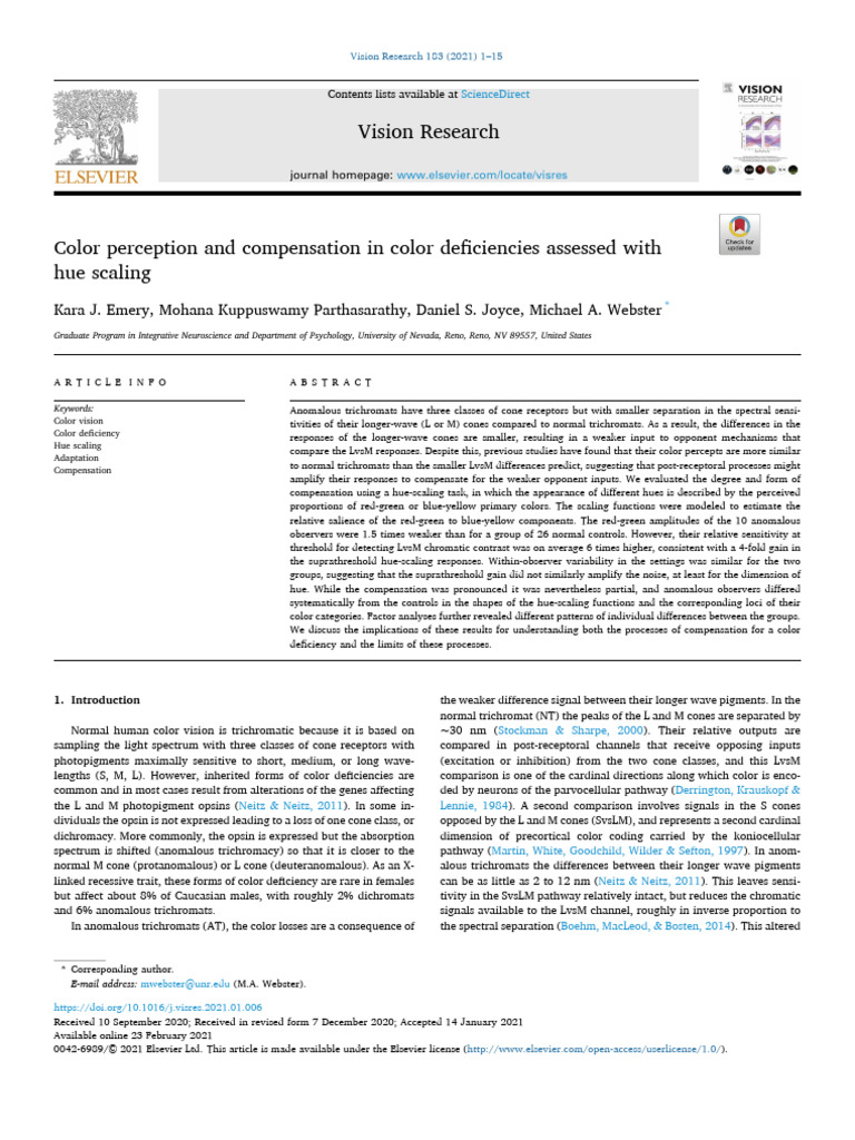 Color Perception and Compensation in Color Deficiencies Asse - 2021 ...