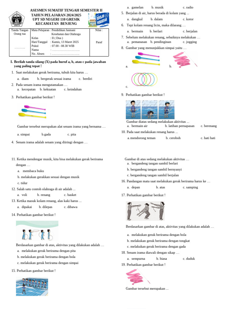 858899703-Soal-Pts-Pjok-Kelas-2-2025-2026 | PDF