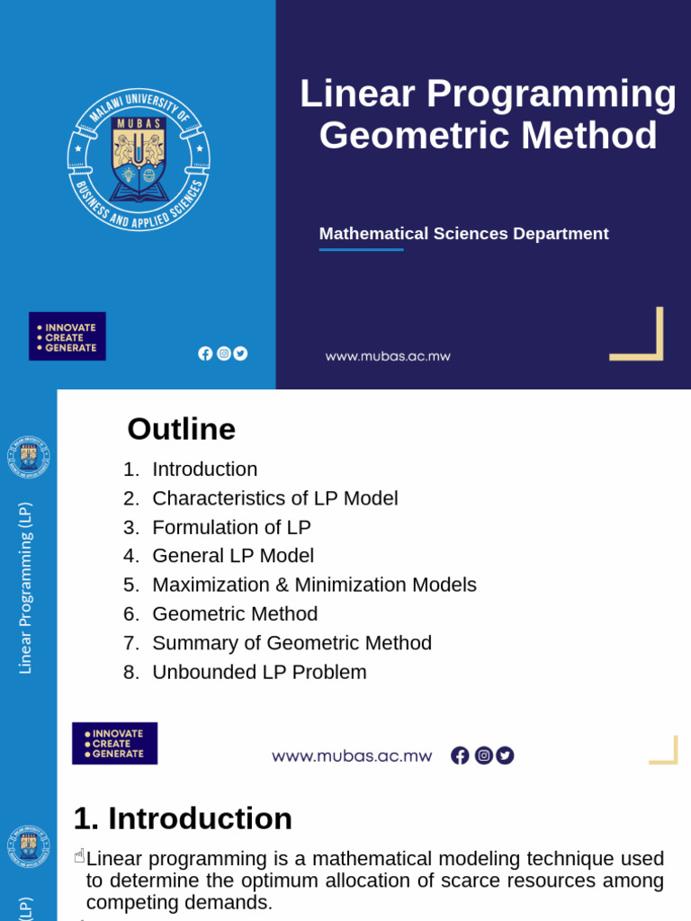 Linear Programming - Geometric Method Part 1-1 | PDF | Linear ...
