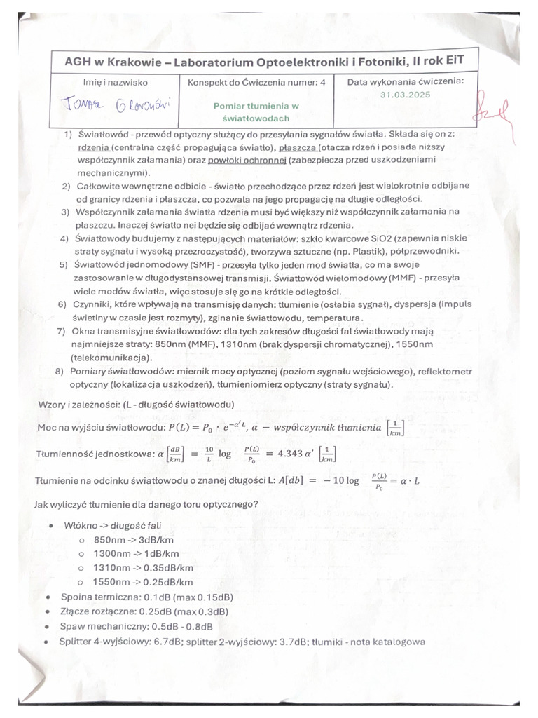 Spr OptoFot Cw4 Gr1 TG JK KO | PDF