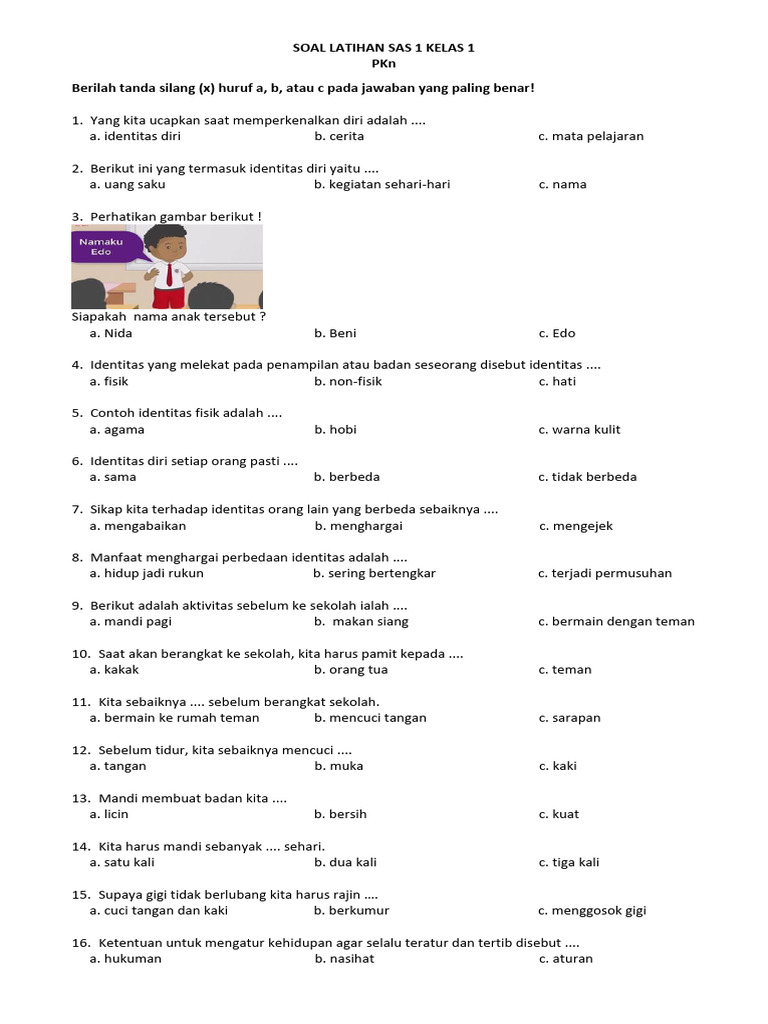 Fixed Sas 1 Pkn Kelas 1 | PDF