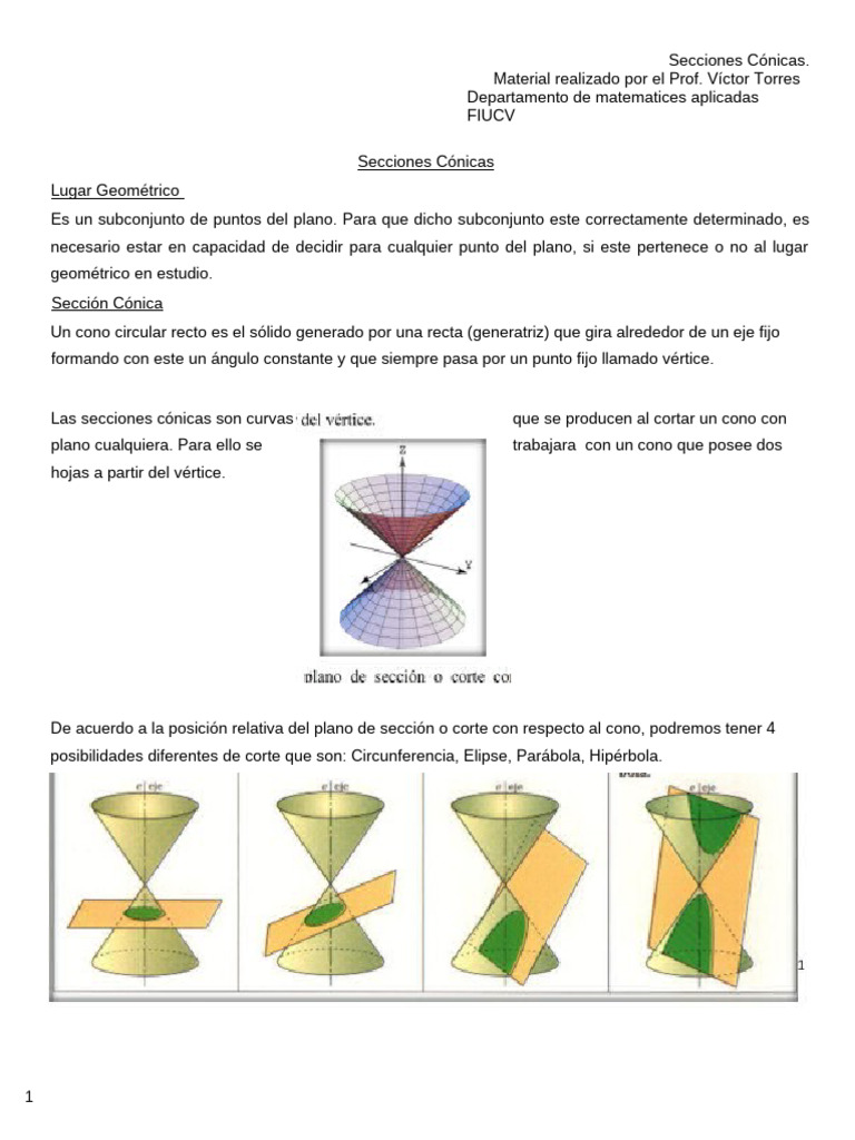 Secciones Conicas VT | PDF | Geometría Elemental | Geometría euclidiana