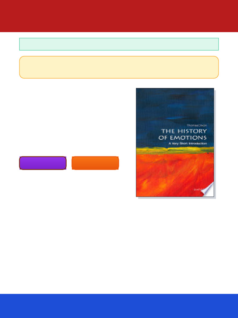 The History of Emotions: A Very Short Introduction Thomas Dixon Ebook ...