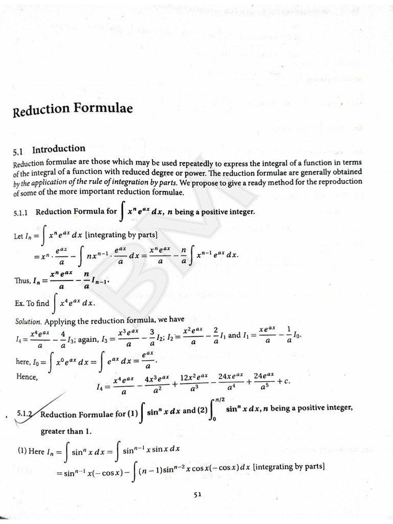 Reduction Formula. | PDF