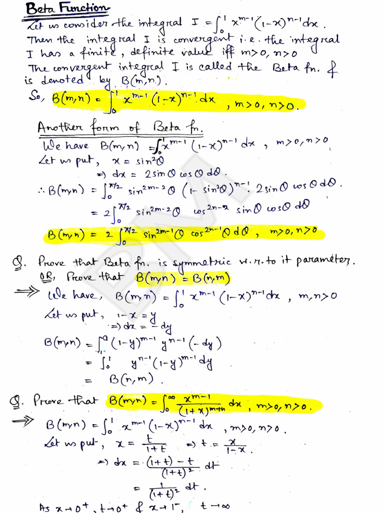 Beta Gamma Function. | PDF