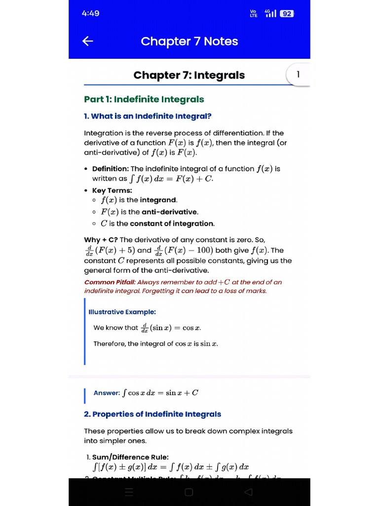 Class 12th Integrals | PDF