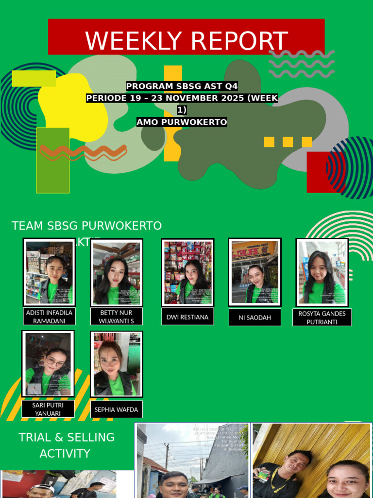Weekly Report TL SBSG Ast - Purwokerto - Week 1 | PDF