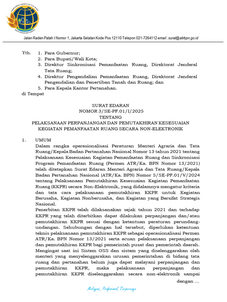 Panduan Non-Elektronik Perpanjangan KKPR | PDF