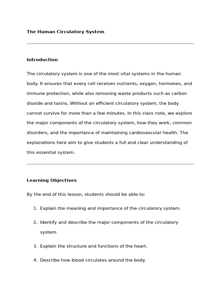 The Human Circulatory System | PDF | Circulatory System | Heart Valve