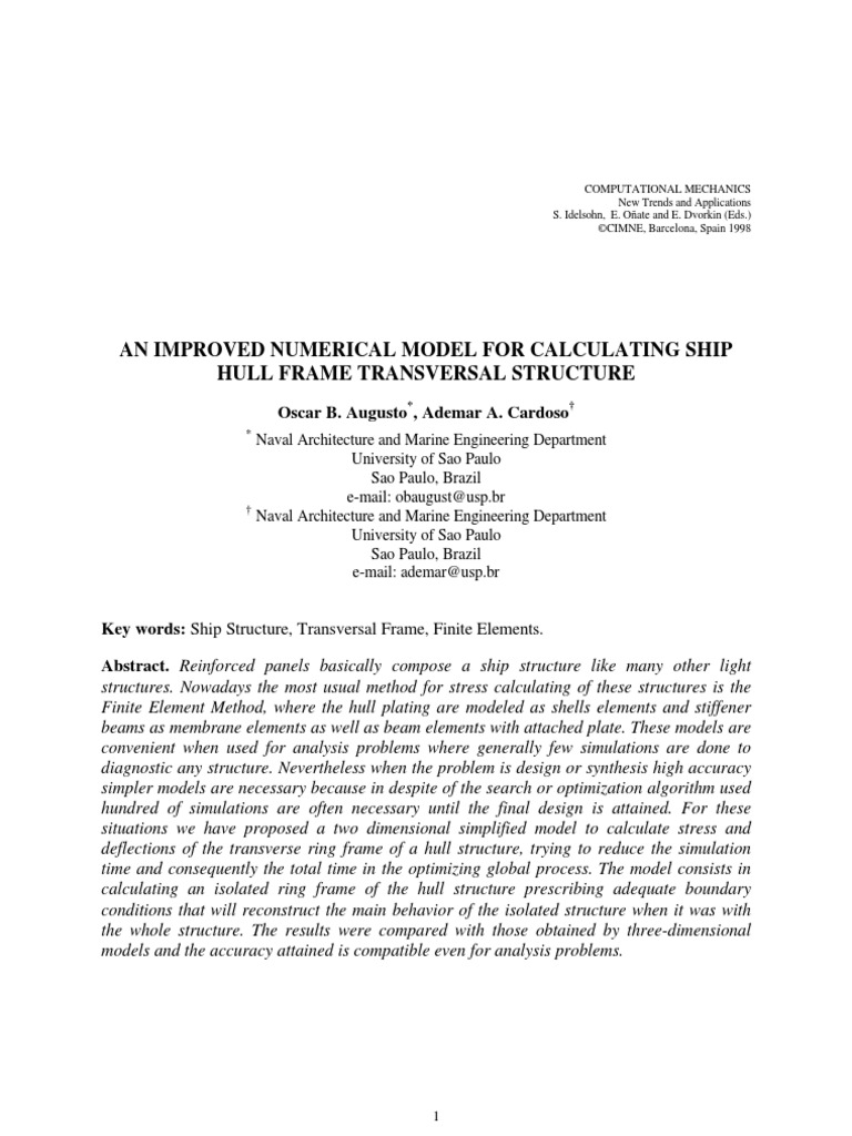 Simplified Model for Ship Hull Frames | PDF | Stress (Mechanics) | Bending