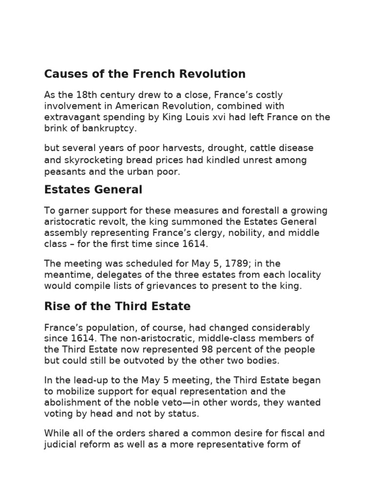 Key Causes of the French Revolution | PDF | French Revolution | Reign ...