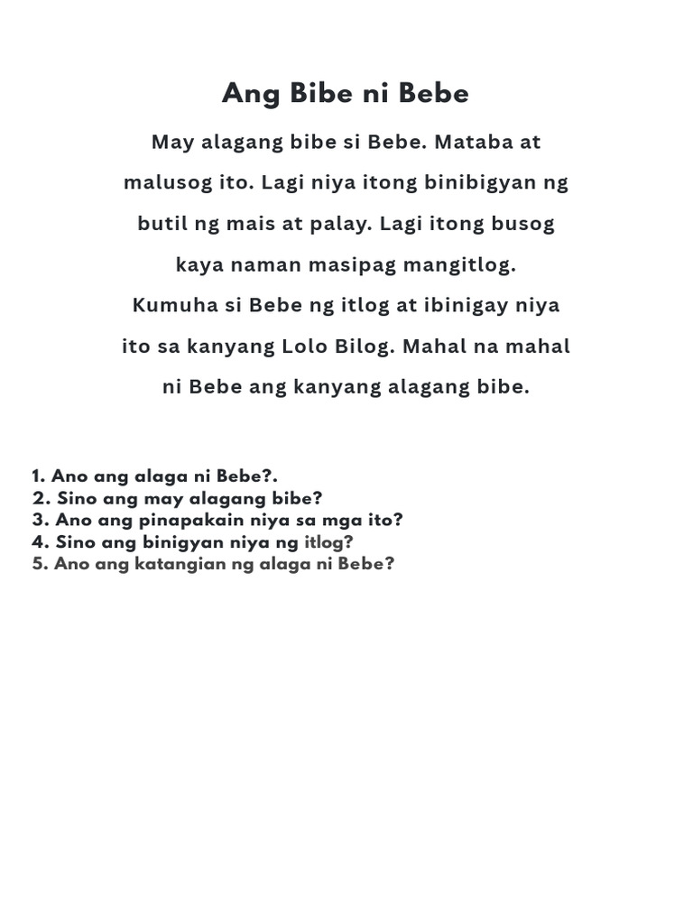 Ang Bibe Ni Bebe | PDF