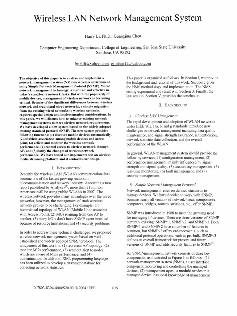 Wireless LAN Network Management System | PDF | Wireless Lan | Computer Network