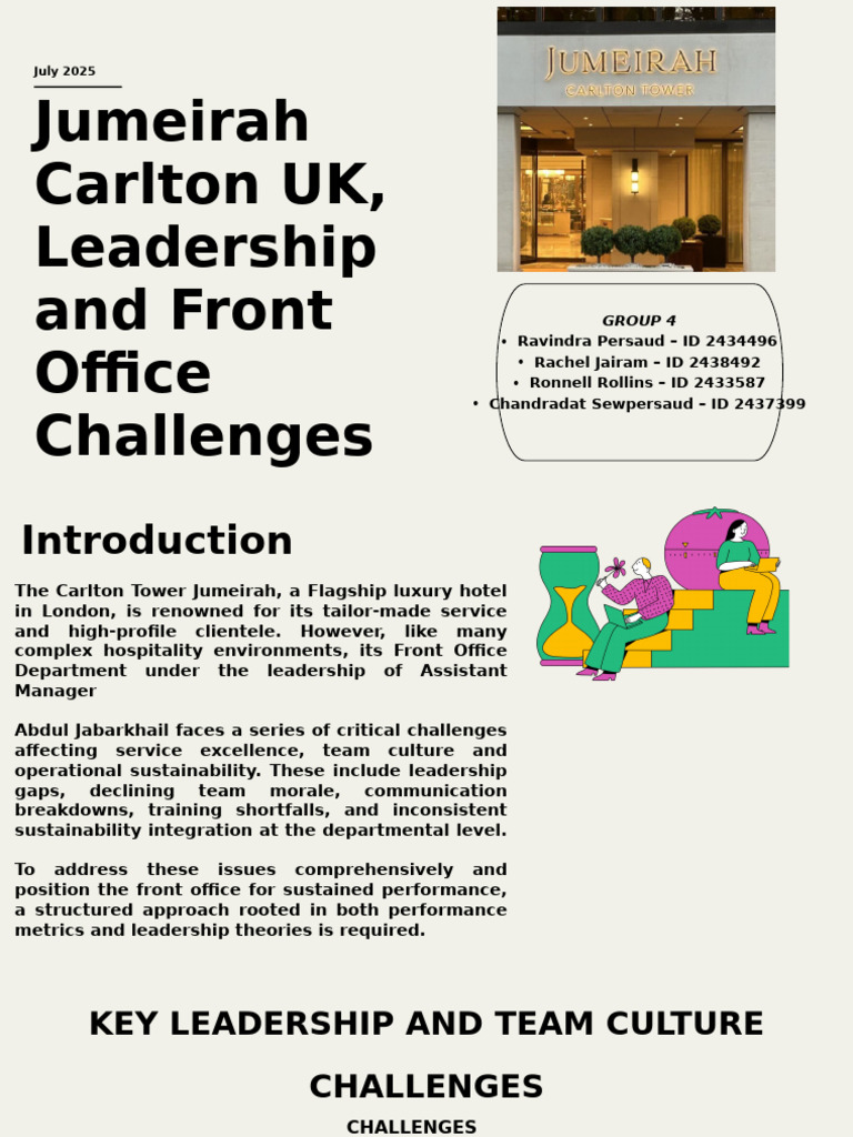 Front Office Challenges at Jumeirah Carlton | PDF | Employee Retention ...