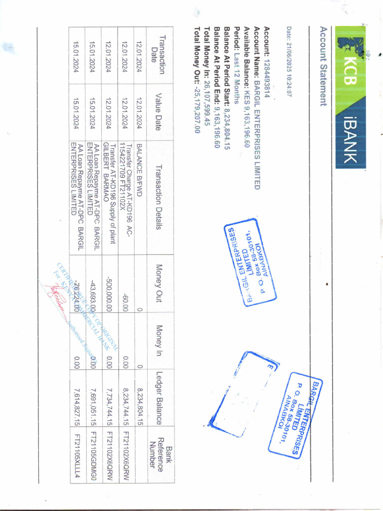 Bargil Enterprises Bank Statement | PDF