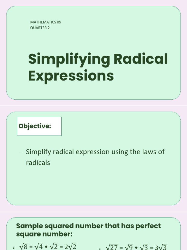 Simplifying Radical Expressions | PDF
