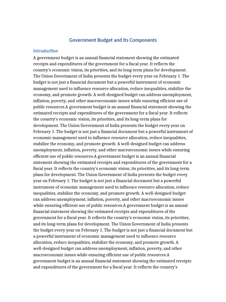 Understanding Government Budget Components | PDF | Government Budget ...