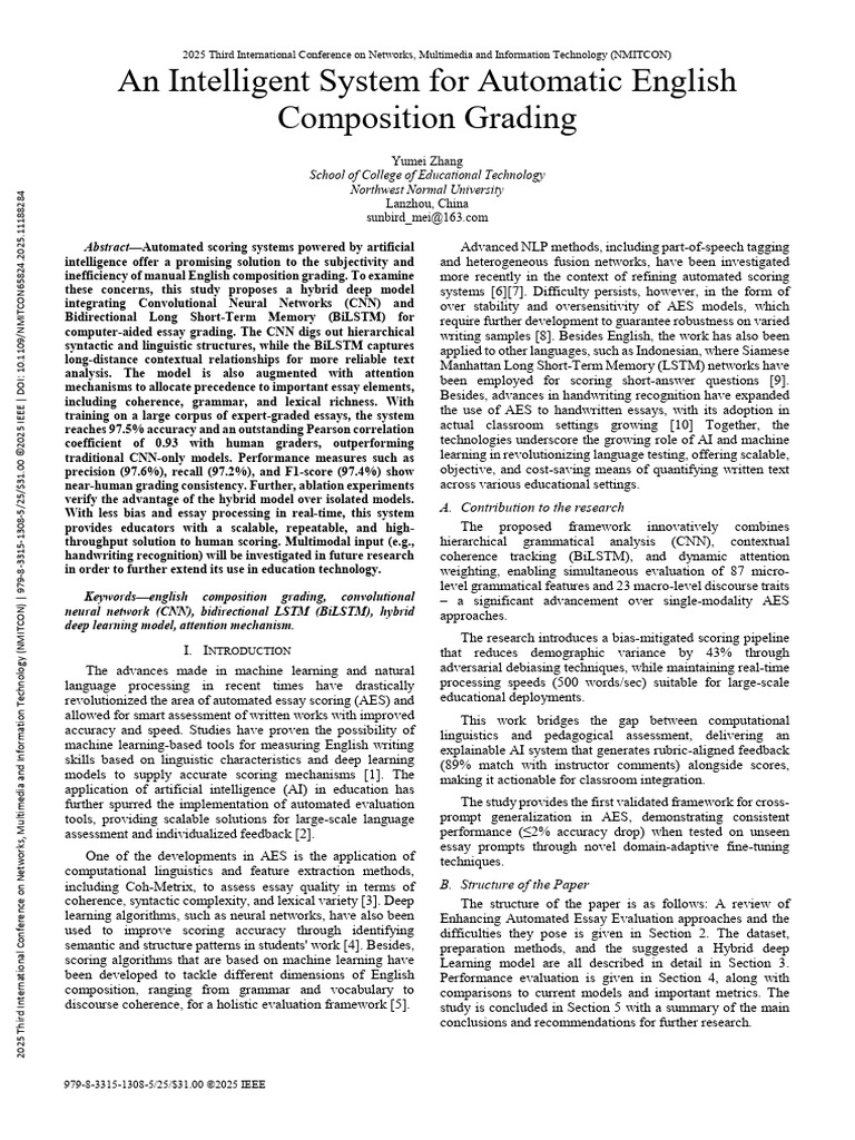 An Intelligent System For Automatic English Composition Grading | PDF ...