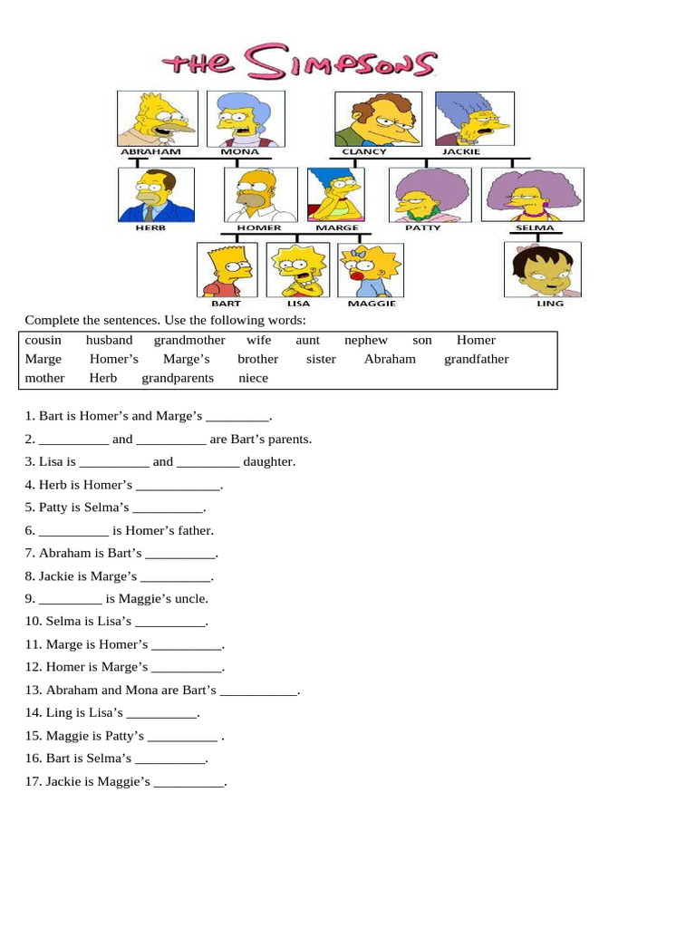 Family Relationships and Possessives Exercise | PDF | Grammar ...