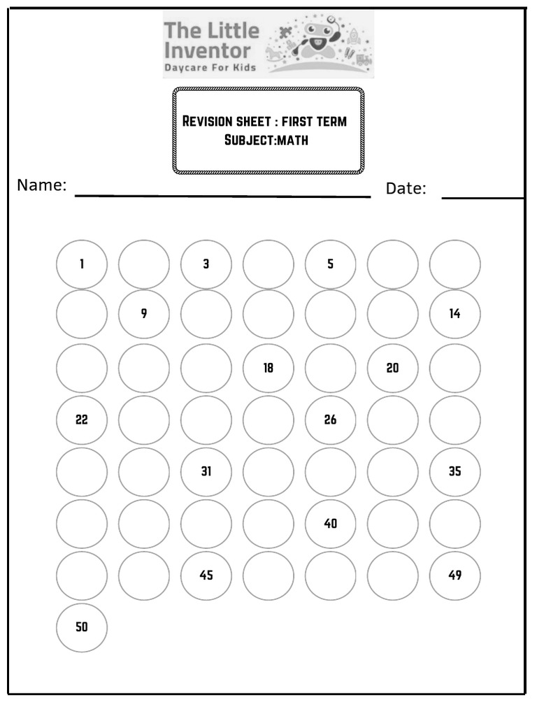 Math Revision Sheet: First Term | PDF