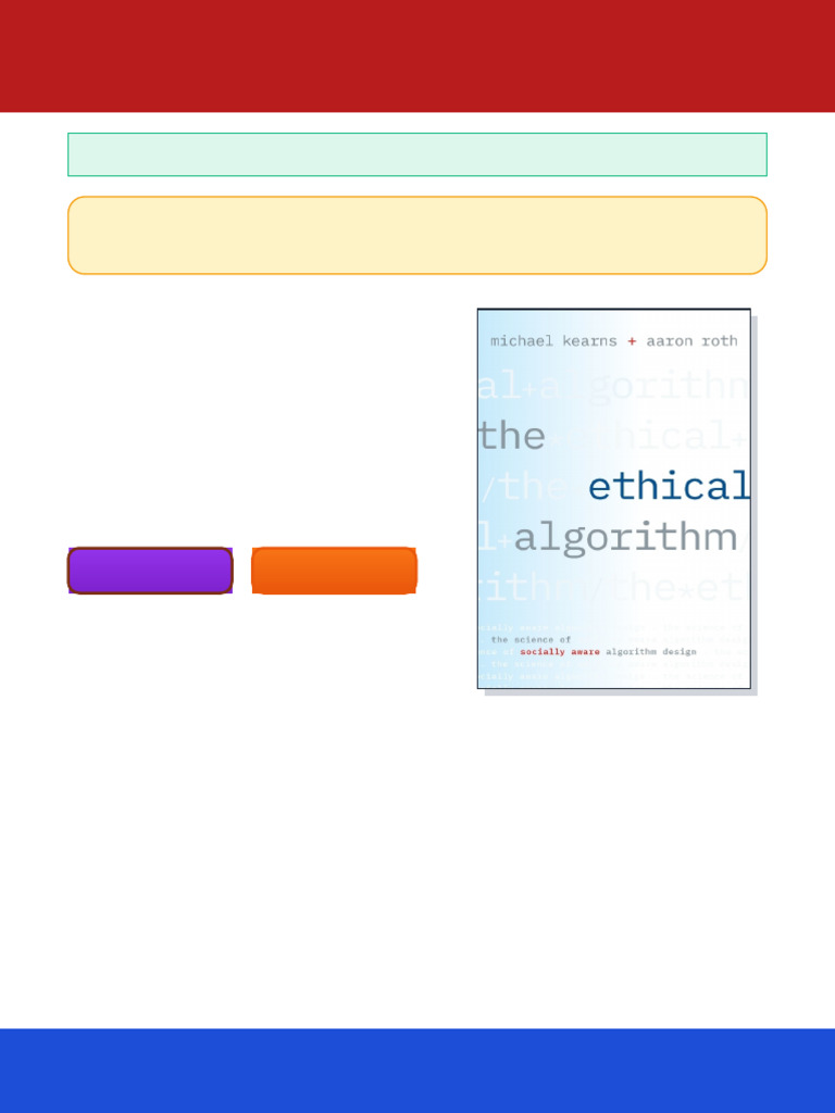 The Ethical Algorithm The Science of Socially Aware Algorithm Design 6th Edition Kearns Ebook ...