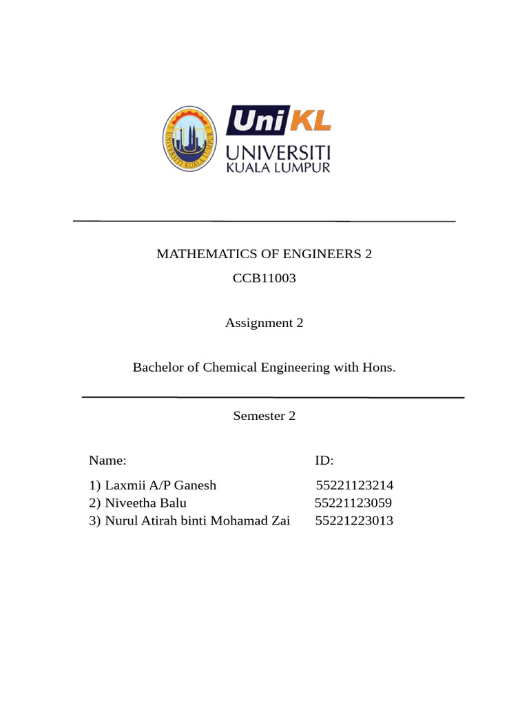 Mathematics Assignment for Engineers 2 | PDF