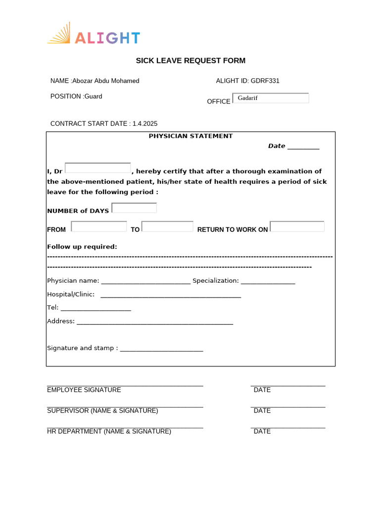 Sick Leave Request | PDF