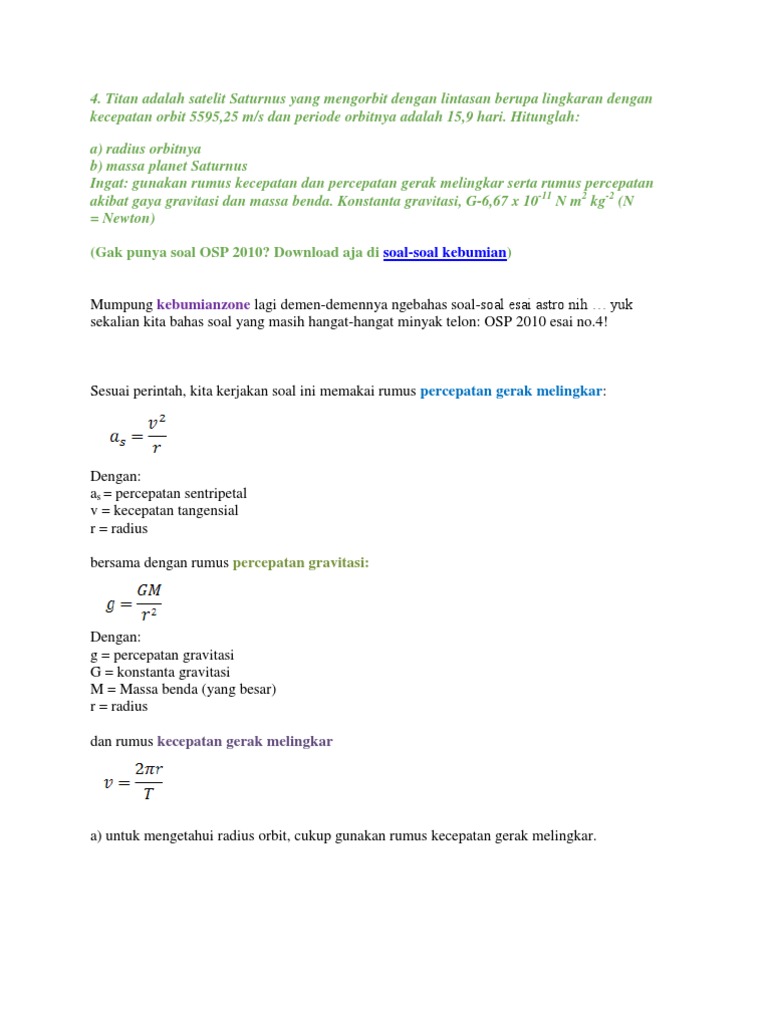 Rumus Orbit Titan dan Saturnus | PDF
