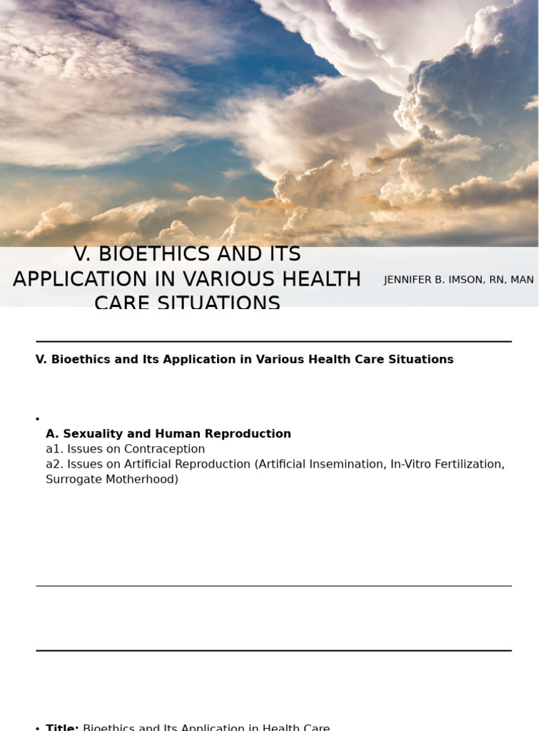 Bioethics in Healthcare: Reproductive Issues | PDF | In Vitro ...