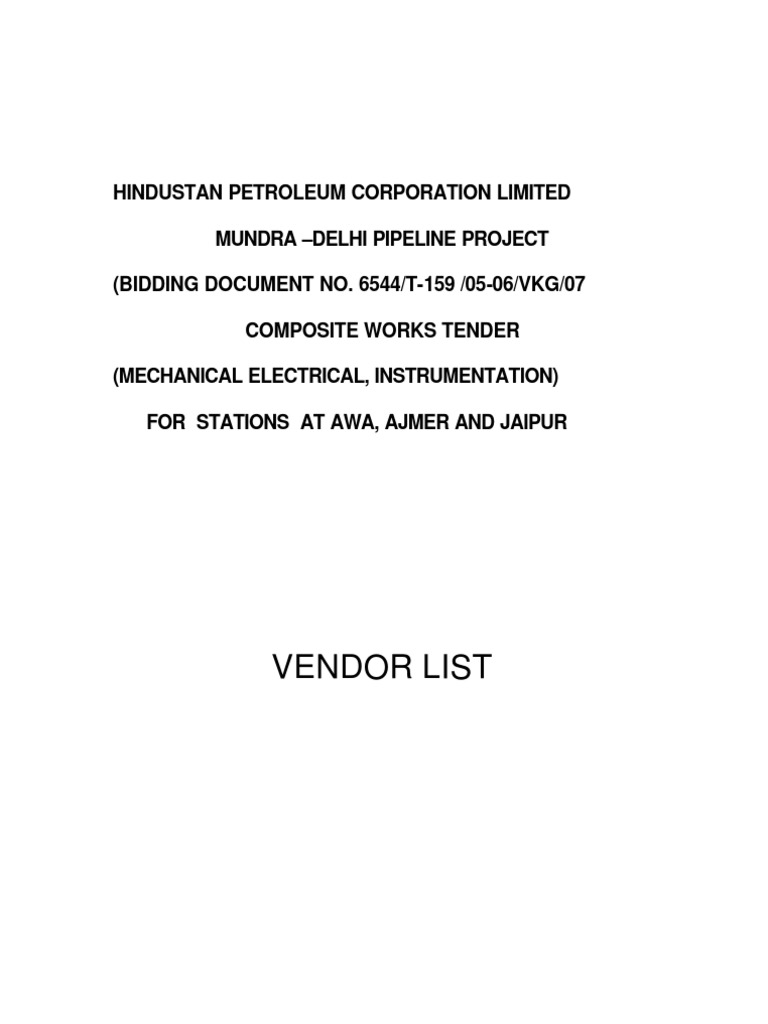 Vendor List EIL Approved | PDF | Valve | Crane (Machine)