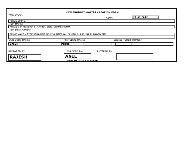 New Item Creation Form | PDF