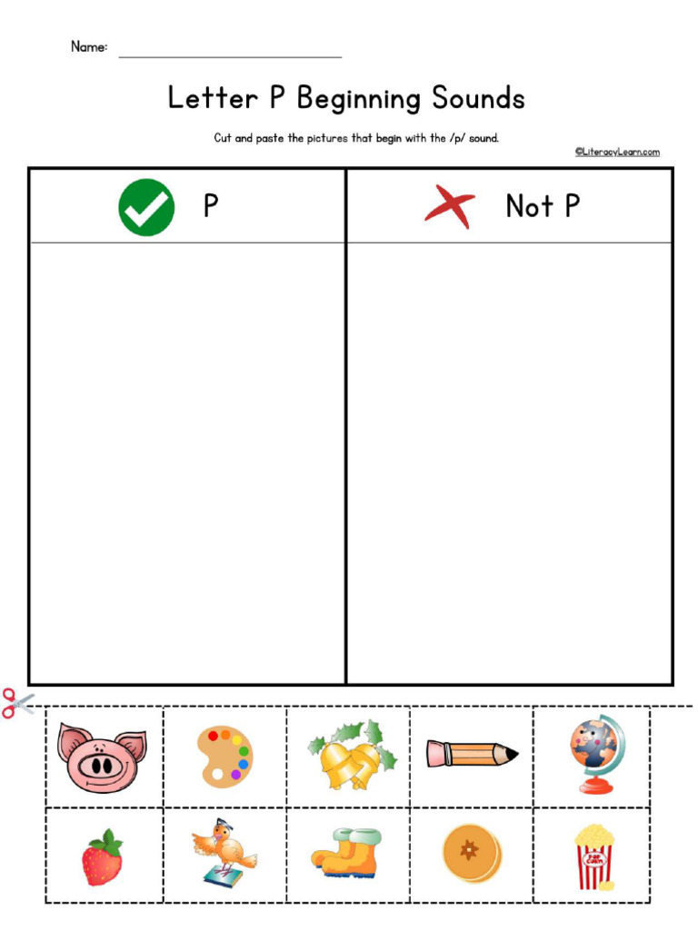 P-T Beginning Sounds Cut %26 Paste | PDF