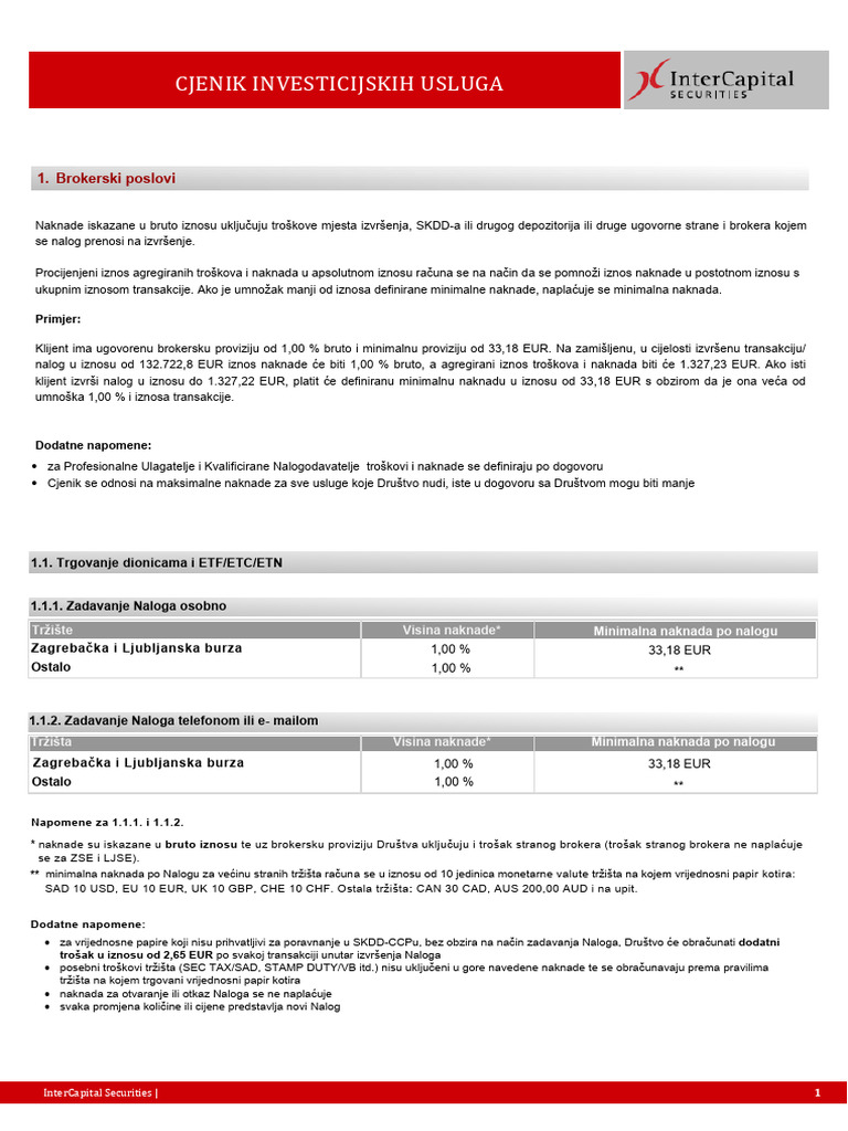Interkapital Cjenik | PDF
