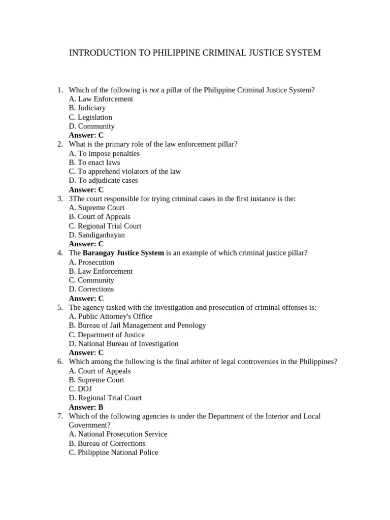Introduction To Philippine Criminal Justice System Qe | PDF | Criminal ...