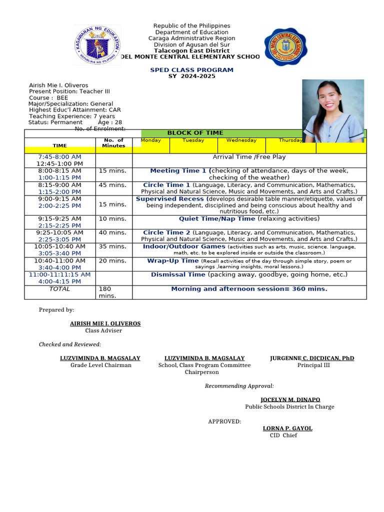 Class Program 2024 Airish | PDF | Learning