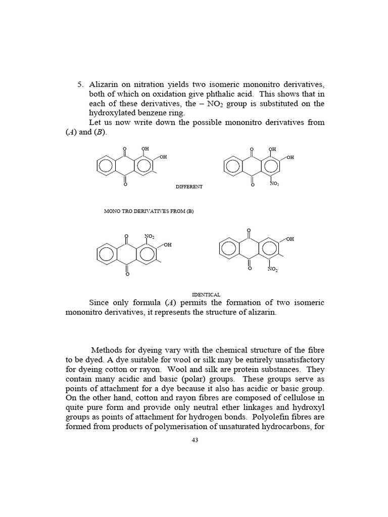 Alizarin and Dyeing Methods Explained | PDF | Dye | Dyeing