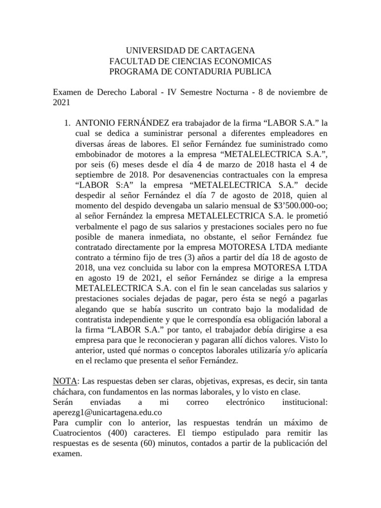 Examen Contaduria Diurna - Noviembre 2021 | PDF