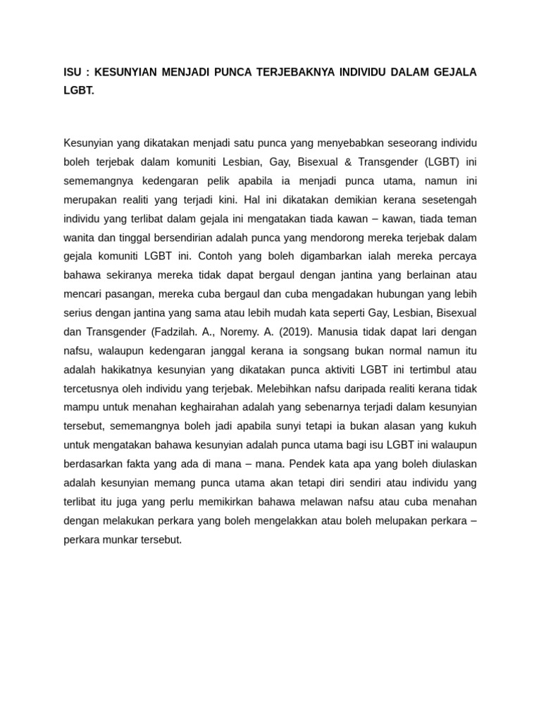 Kesunyian dan Gejala LGBT: Solusi Kerohanian | PDF