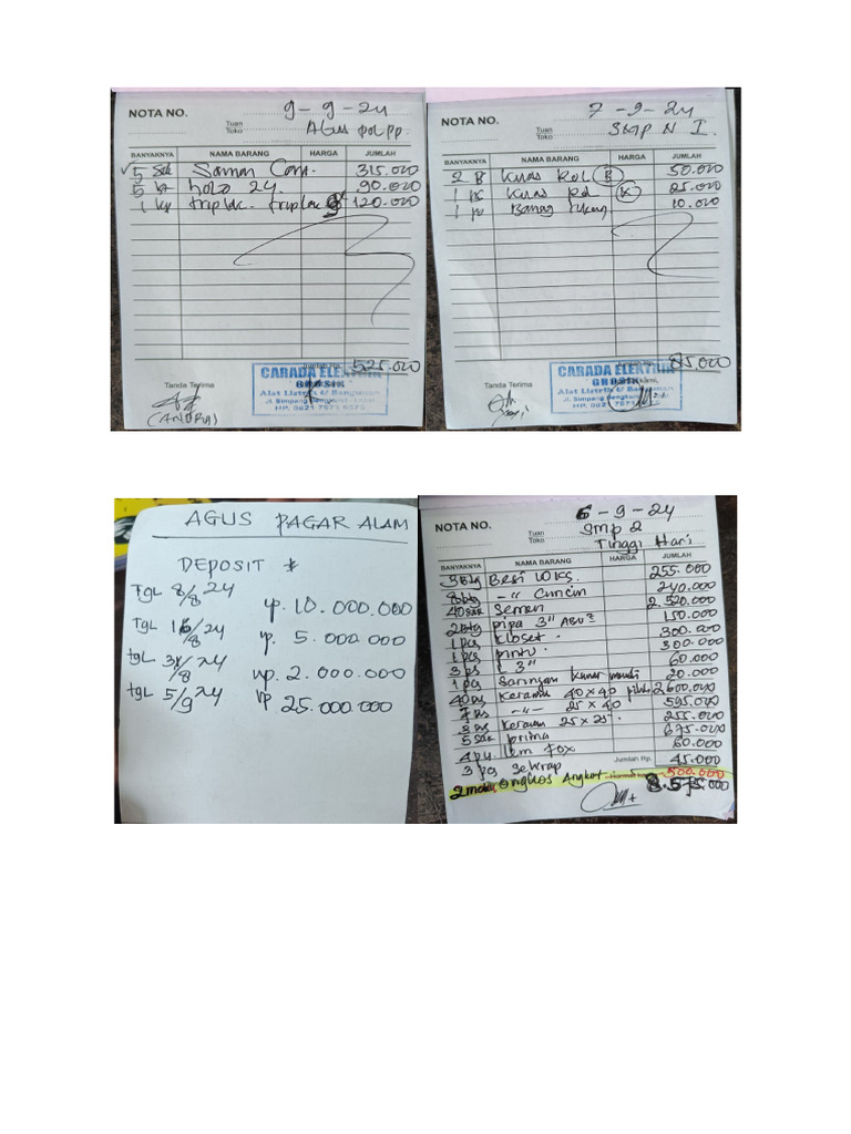 Nota Belanja Material | PDF