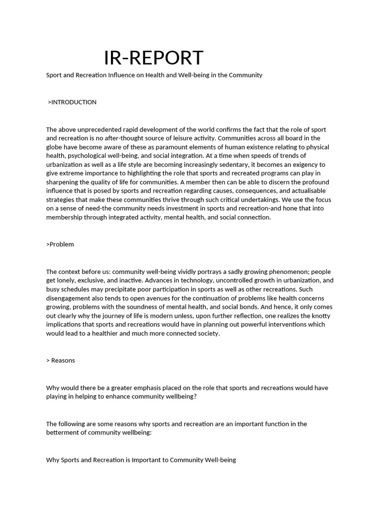 IR Report | PDF | Well Being | Mental Health