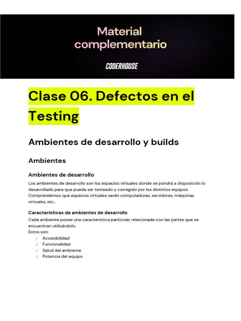 Defectos en Testing y Ambientes de Desarrollo | PDF | Error de ...
