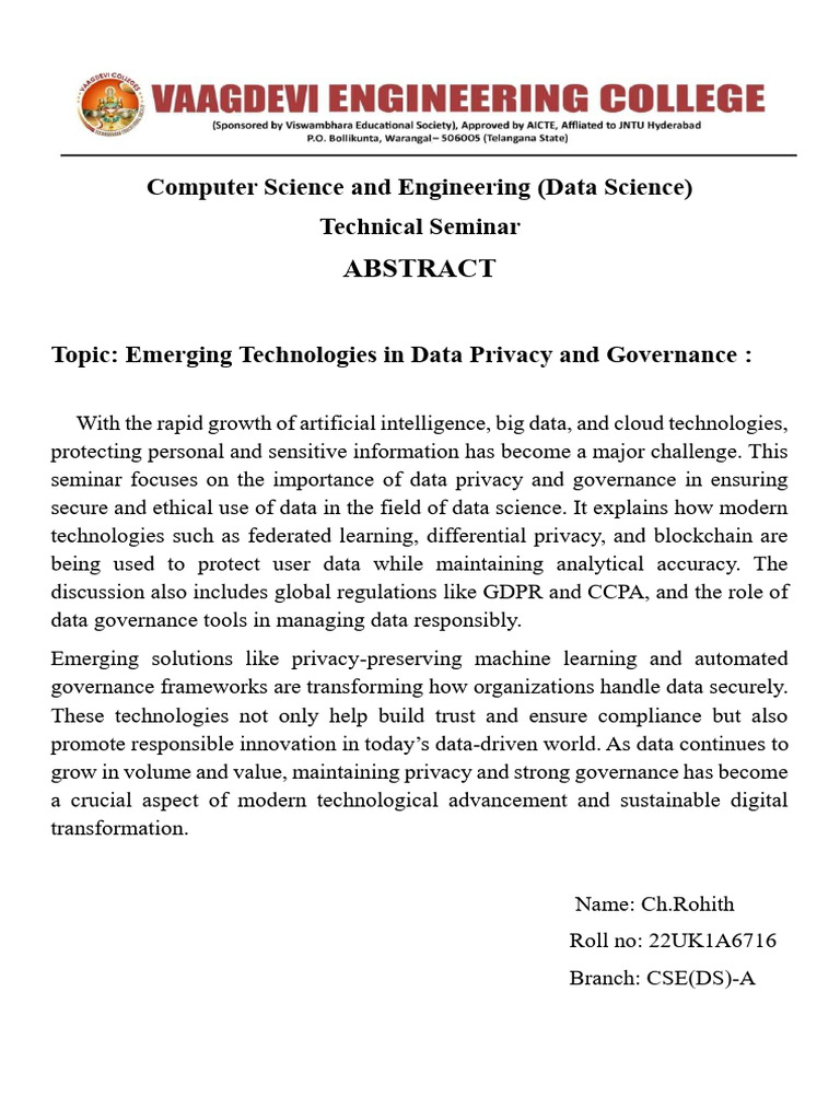 Data Privacy in Emerging Technologies | PDF