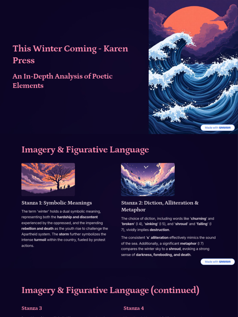 Poetic Analysis of "This Winter Coming" | PDF | Metaphor | Poetry