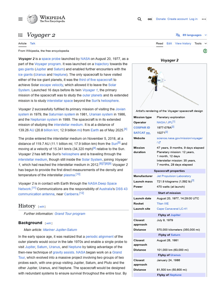 En Wikipedia Org Wiki Voyager 2... | PDF | Voyager Program | Neptune