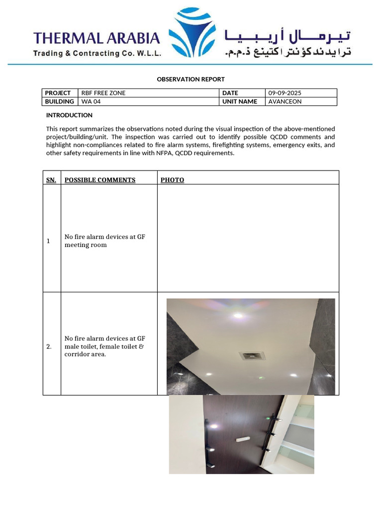 Fire Safety Compliance Inspection Report | PDF